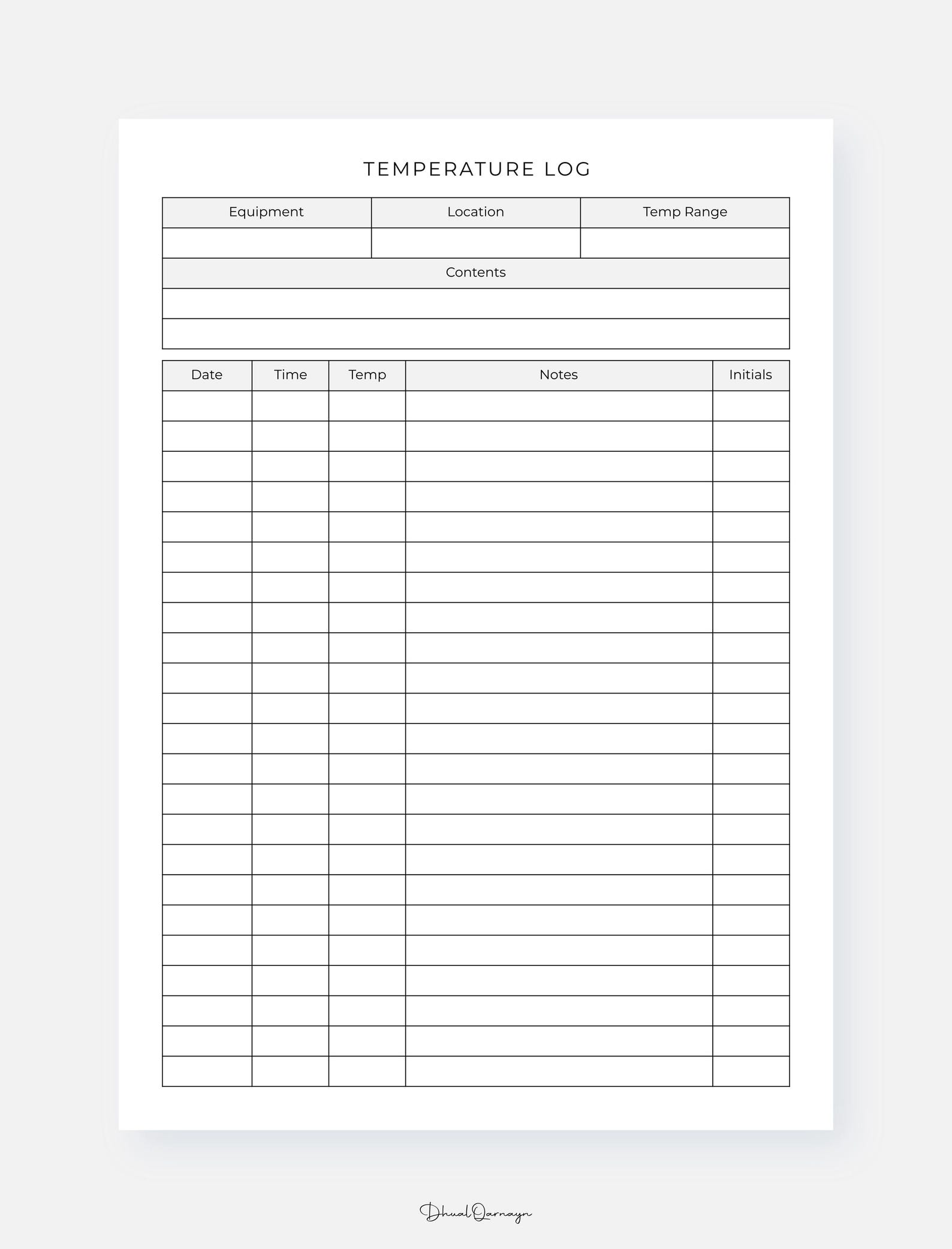 Temperature Log, Simple Fridge & Freezer Temperature Monitoring ...
