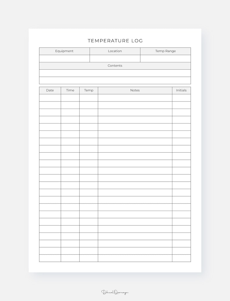 Temperature Log, Simple Fridge & Freezer Temperature Monitoring ...