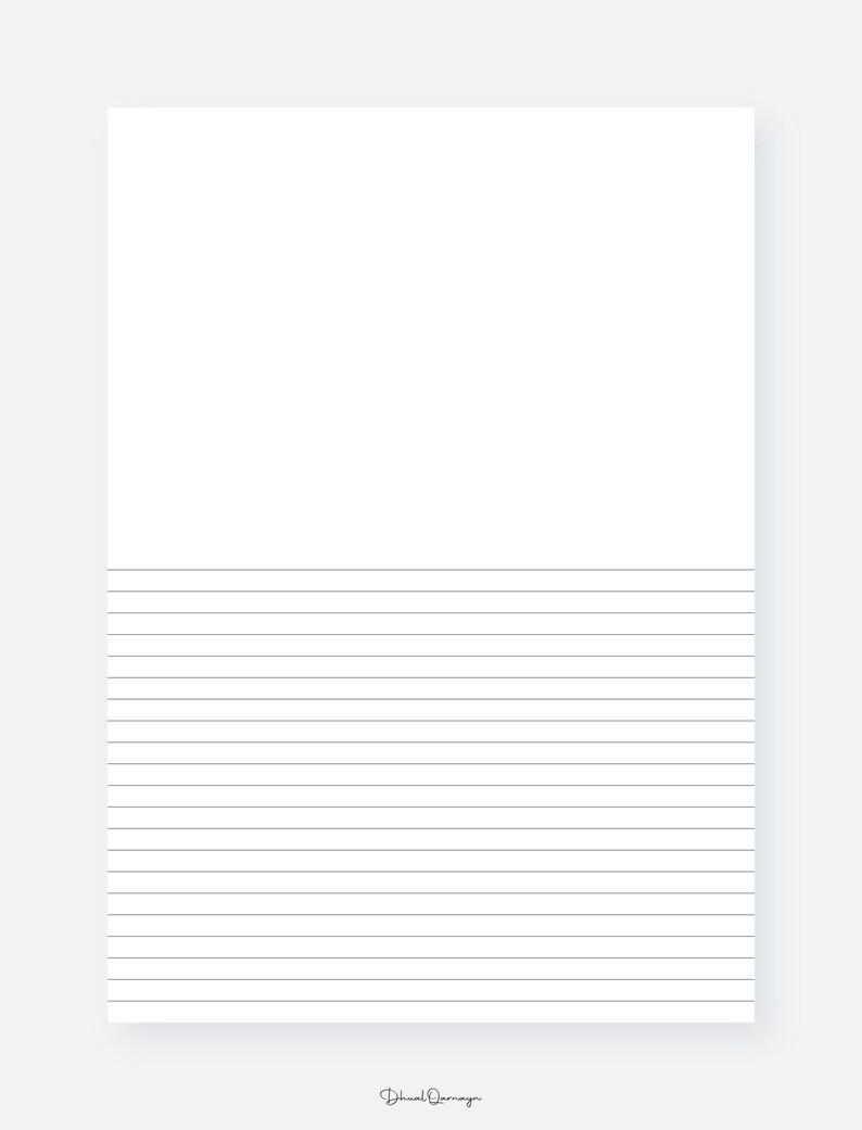 Half Blank Lined Paper, Ruled Writing Sheet for Notes and School, A4 ...