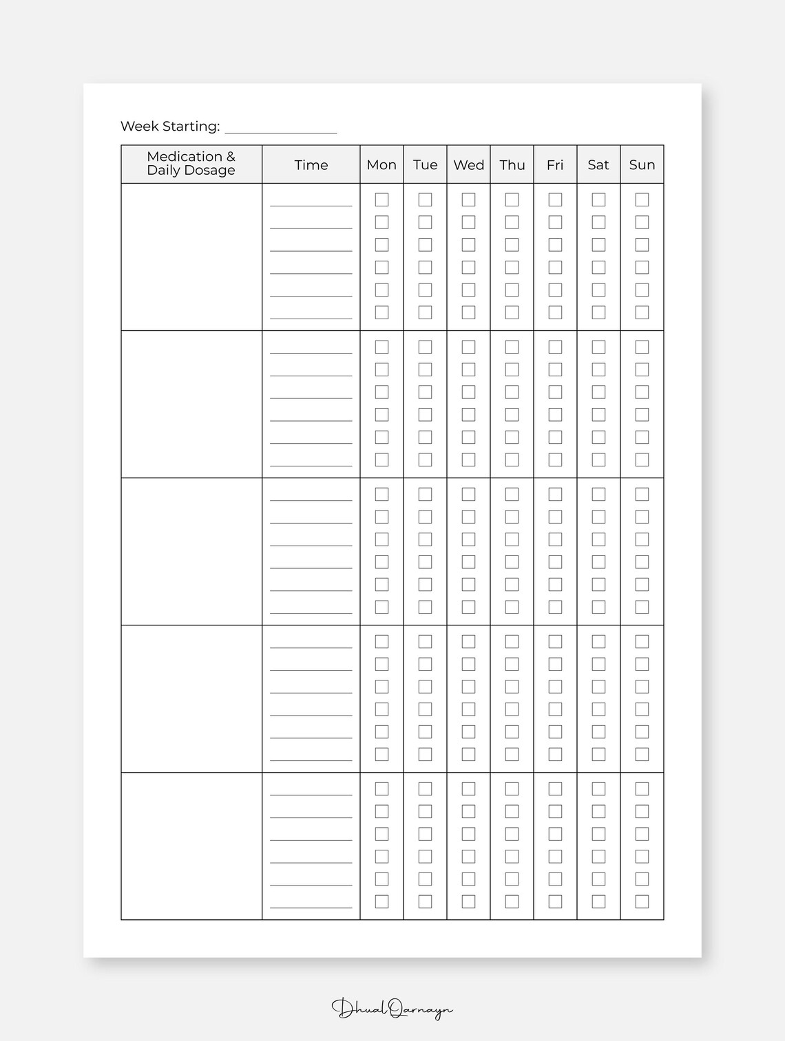 Medication Log Printable, Daily Medication Tracker, Pill Organizer ...