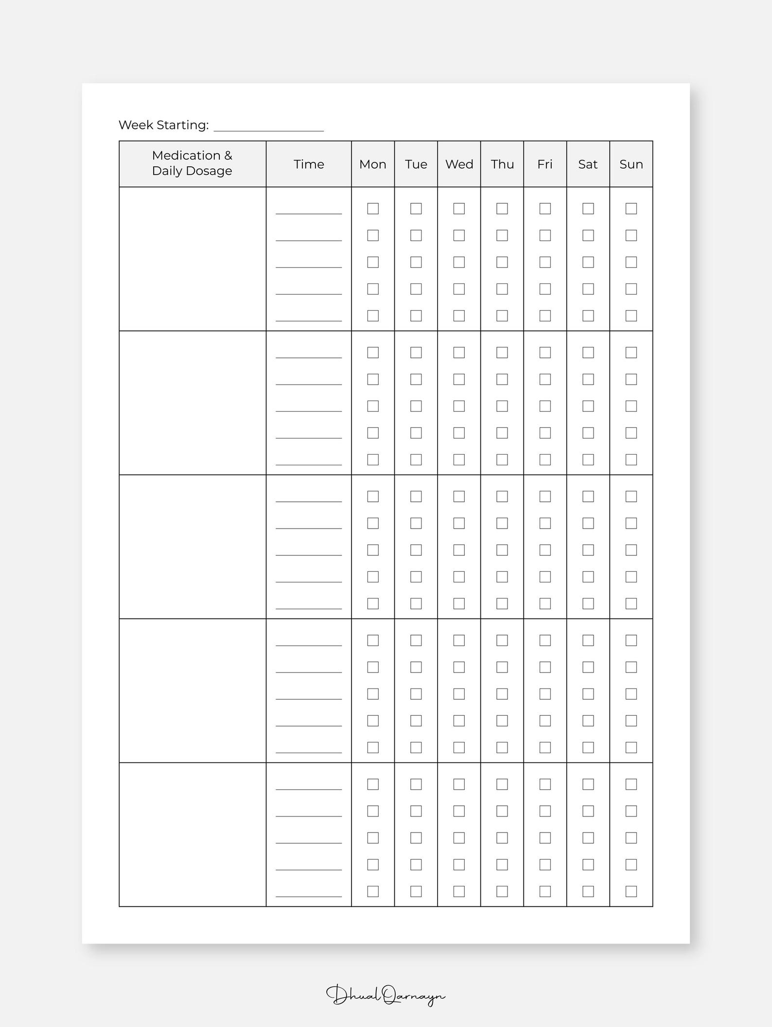 Medication Tracker Printable PDF, Weekly Medication Schedule ...
