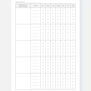 Medication Tracker Printable PDF, Weekly Chart With Checkboxes to Track ...