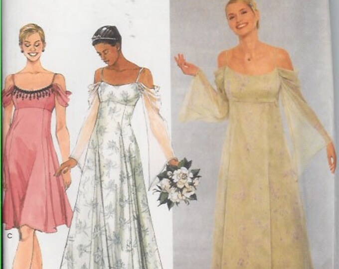 Simplicity 9125, Empire Waist Gown or Dress With Draped Sleeves Sewing ...