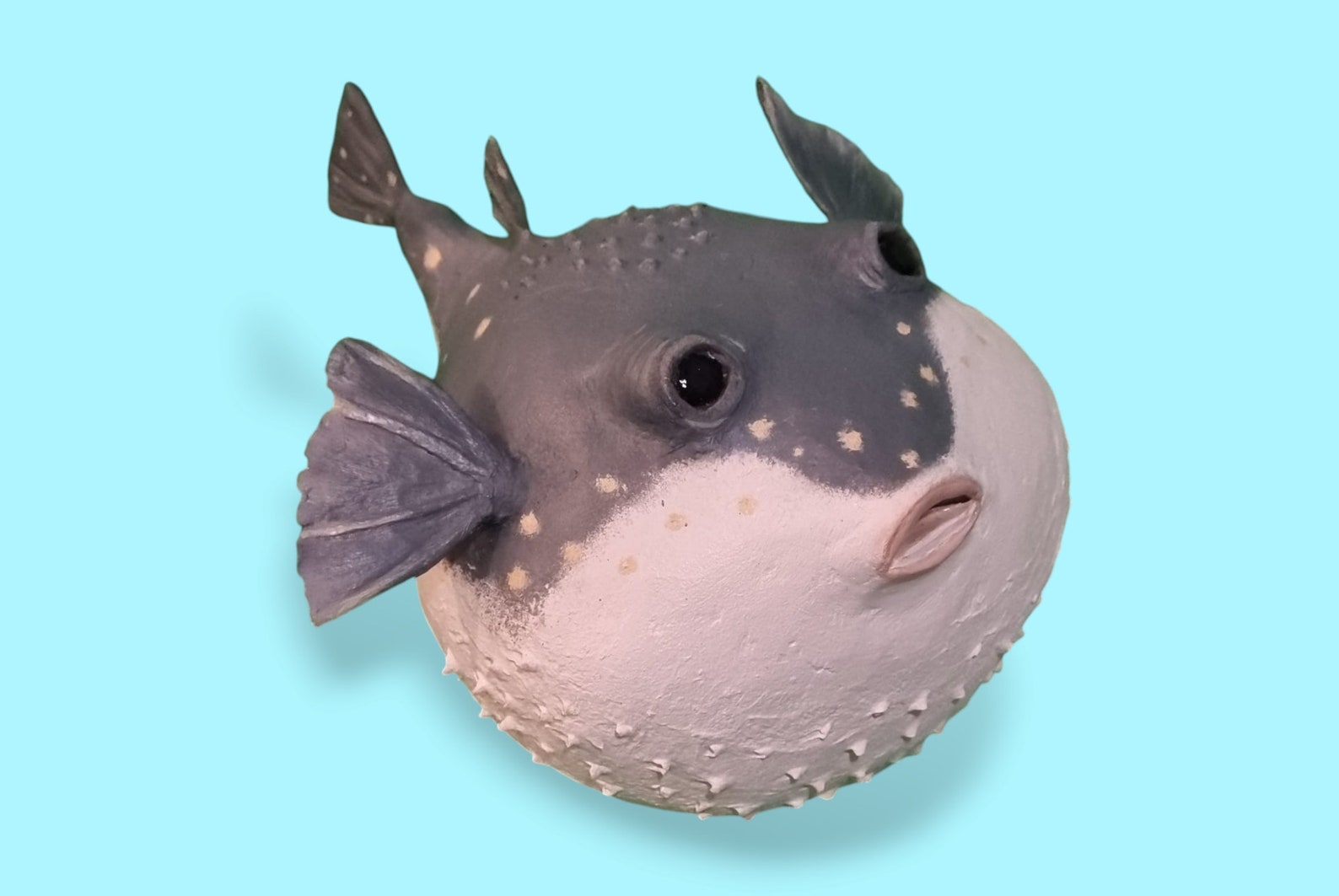 Pufferfish Paper MACHE Clay Handmade Sculpture - Etsy
