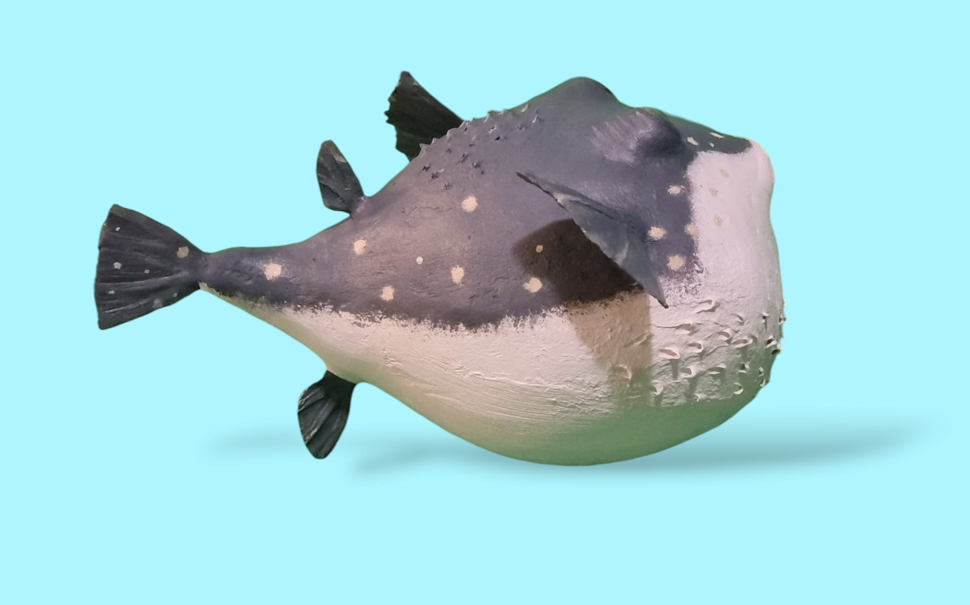 Pufferfish Paper MACHE Clay Handmade Sculpture - Etsy