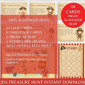 Pirate Scavenger Hunt Kit: Treasure Map, Clues, Challenges (PDF ...