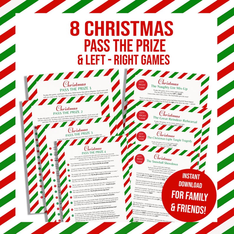 Christmas Pass the Prize Game: Printable Holiday Party Activity (PDF ...