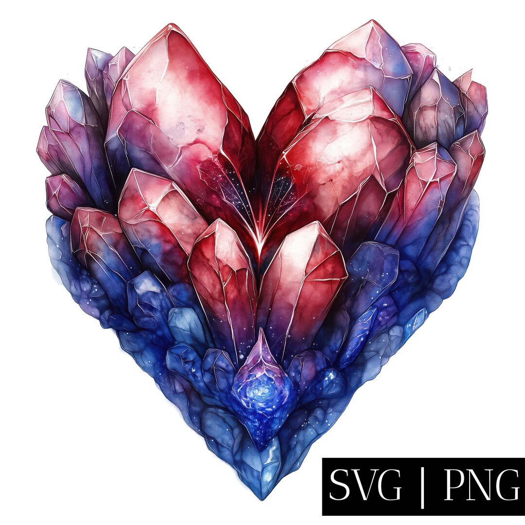 Romantasy Crystal Heart PNG SVG - Enchanted Fantasy Clipart, Romantasy ...