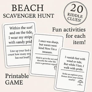 Beach Scavenger Hunt Printable: Fun Family Outdoor Game (instant ...