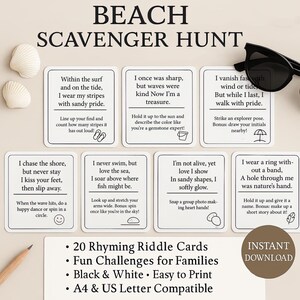 Beach Scavenger Hunt Printable: Fun Family Outdoor Game (instant ...