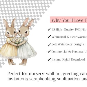Vintage Bunny Clipart PNG – Spring Watercolor Rabbit Illustration, Cute ...