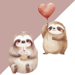 Cute Baby Sloth Clipart, Watercolor Woodland Animal PNG, Cute Sloth ...