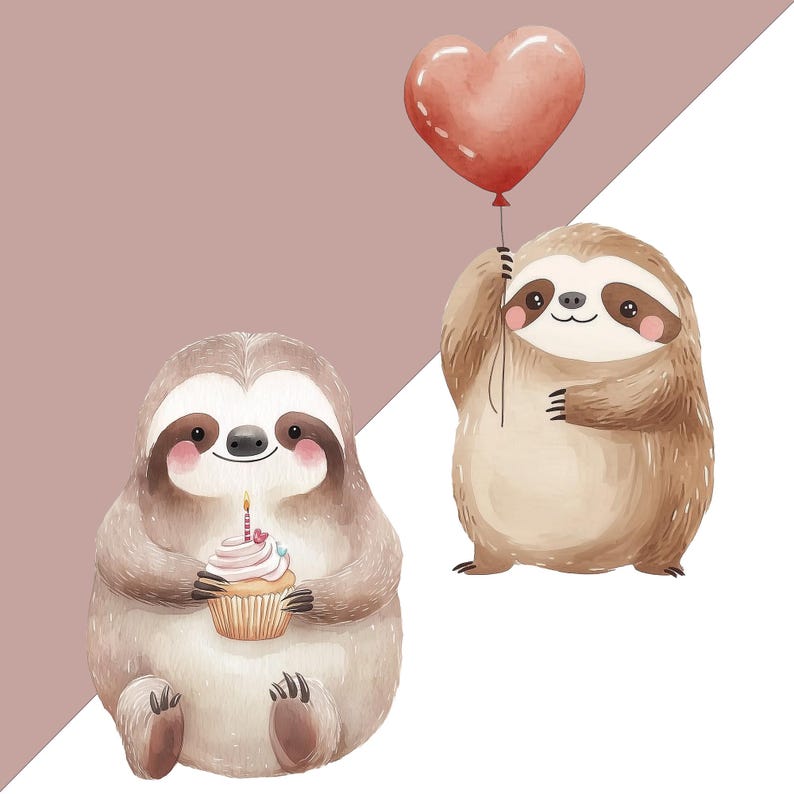 Cute Baby Sloth Clipart, Watercolor Woodland Animal PNG, Cute Sloth ...