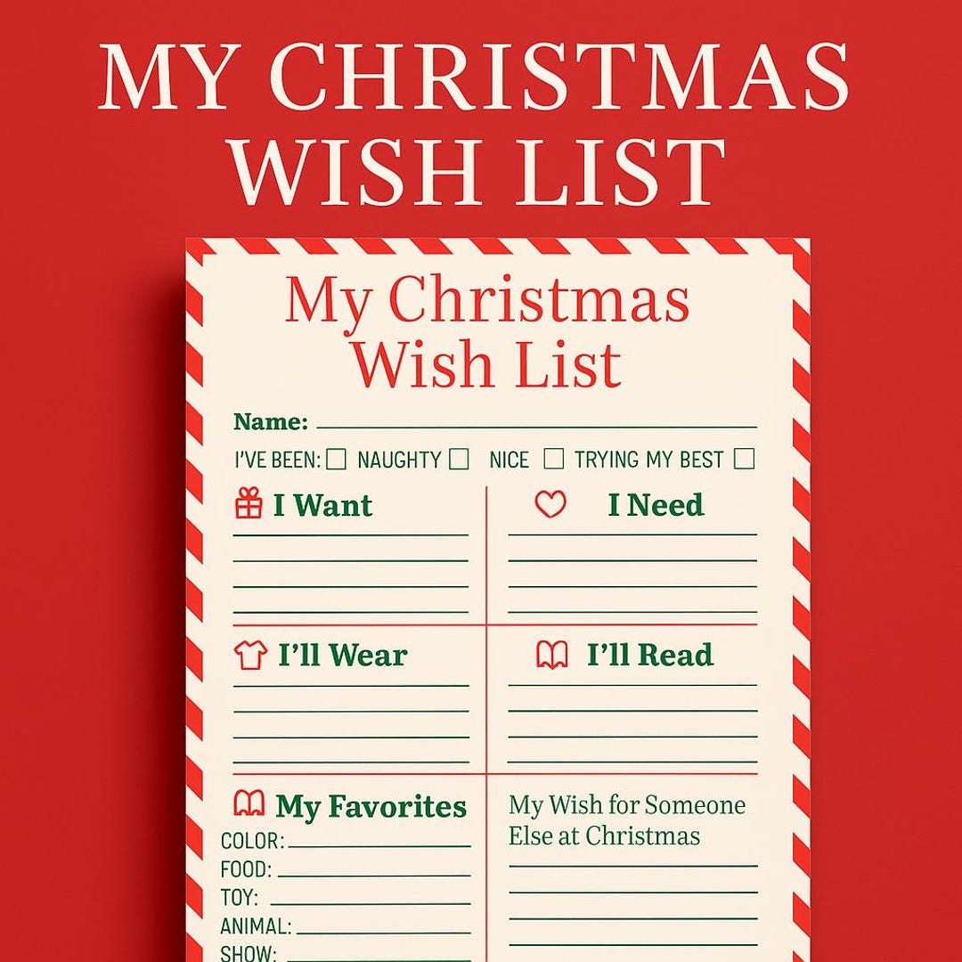 Employee Christmas Wish List Template: Fillable PDF Secret Santa Form ...