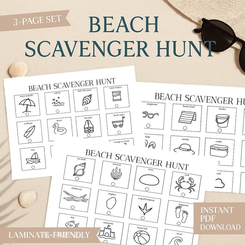 Beach Scavenger Hunt | 3-page Set | Outdoor Treasure Hunt | Summer ...