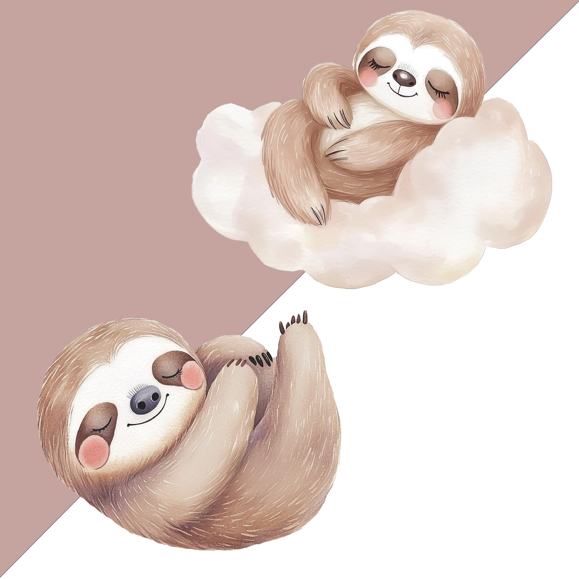 Cute Baby Sloth Clipart, Watercolor Woodland Animal PNG, Cute Sloth ...