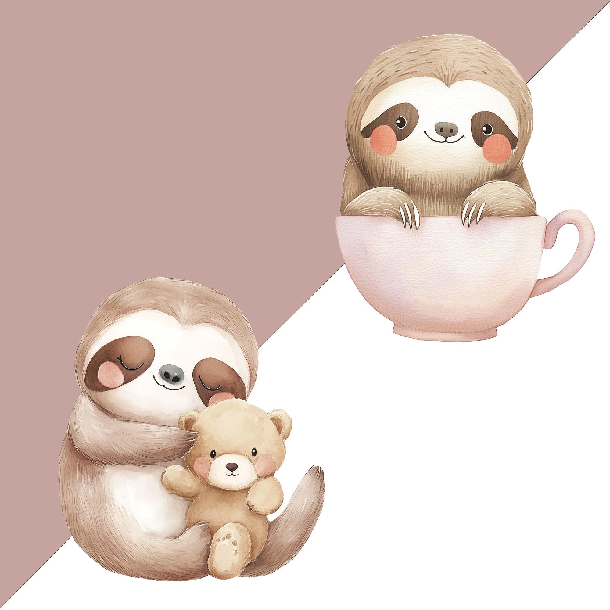 Cute Baby Sloth Clipart, Watercolor Woodland Animal PNG, Cute Sloth ...