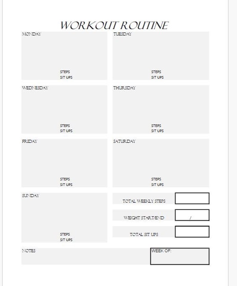 Mytime Basic Workout Routine Printable Pdf / Remarkable 2 Compatible - Etsy