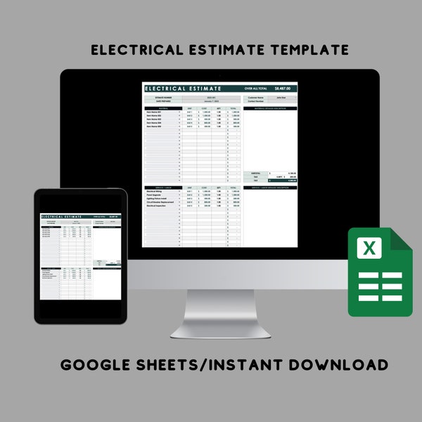 Project Cost Estimate Template - Etsy