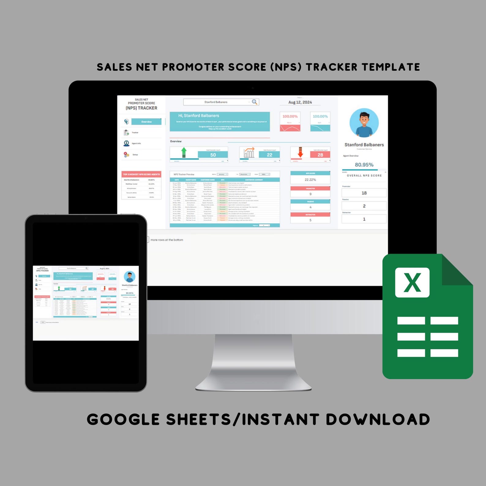 Sales Net Promoter Score NPS Tracker Template Google Sheets Small ...