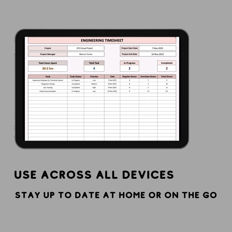 Professional Engineering Timesheet Template for Efficient Project ...