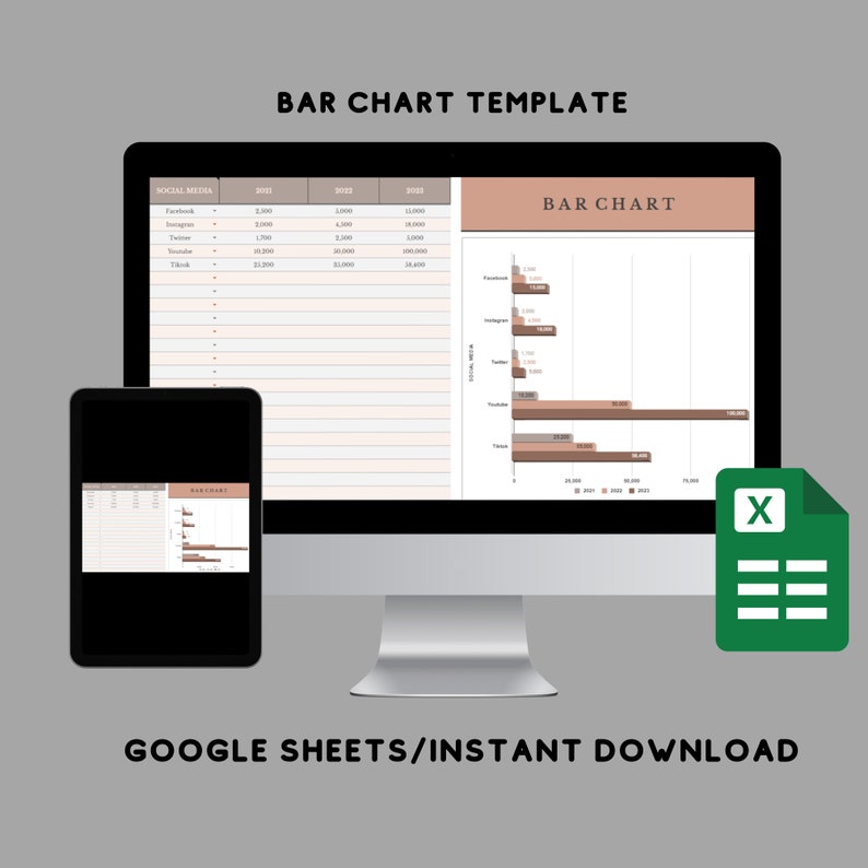 Bar Chart Template, Google Sheets Data Visualization, Business ...