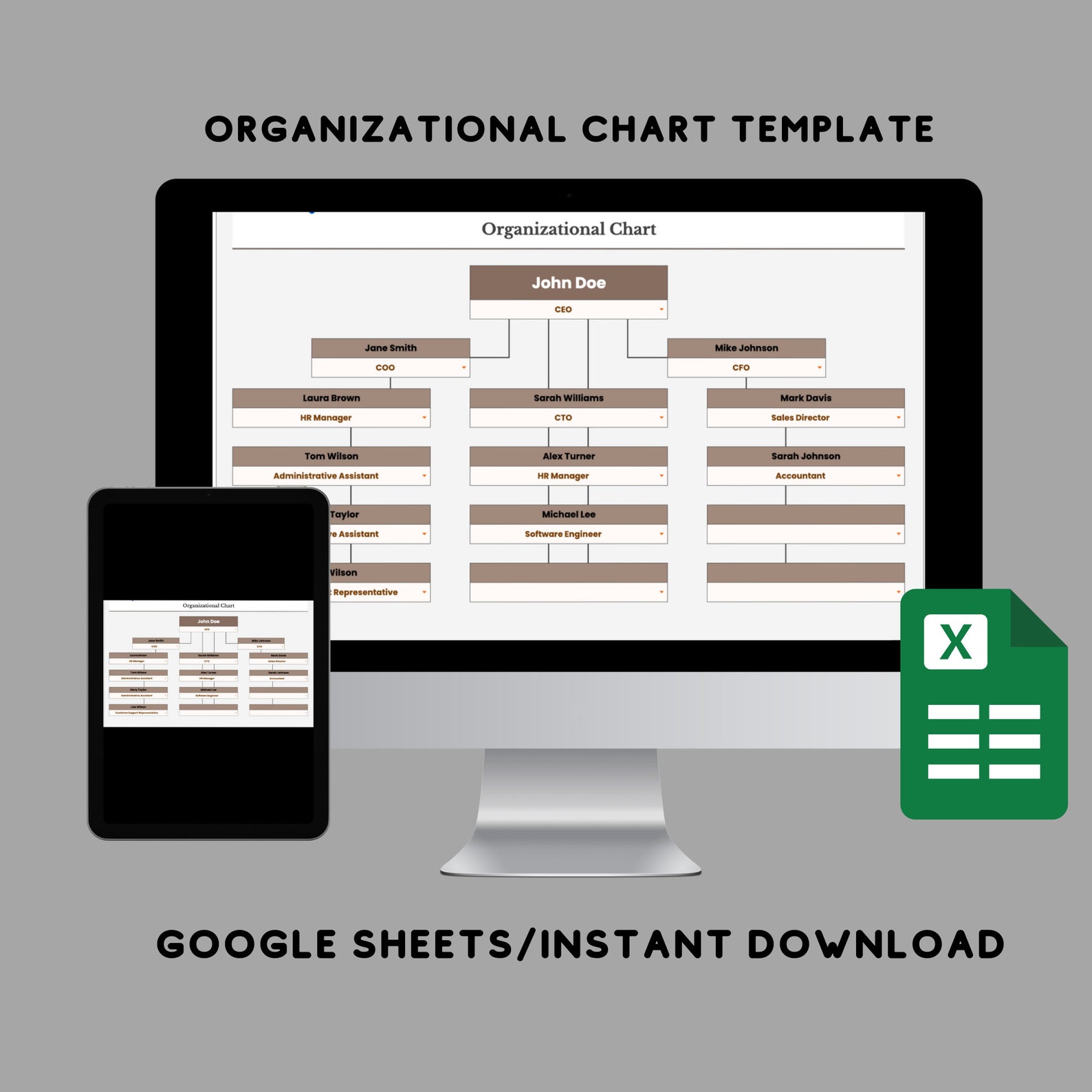 Organizational Chart Template Editable Google Sheets Small Business ...