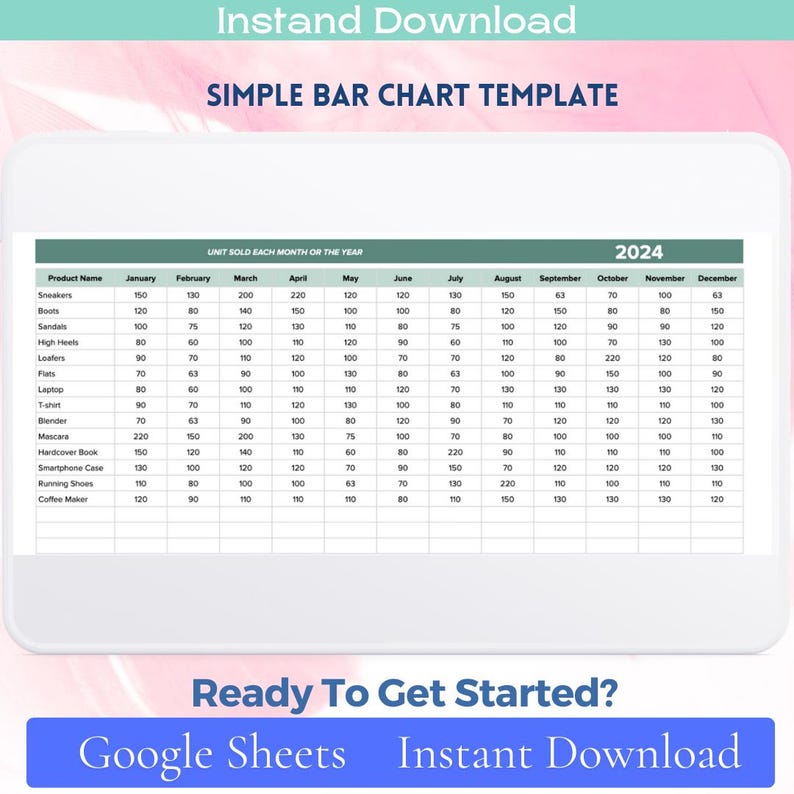 Simple Bar Chart Template for Google Sheets Easy-to-use Data Visualization Spreadsheet ...