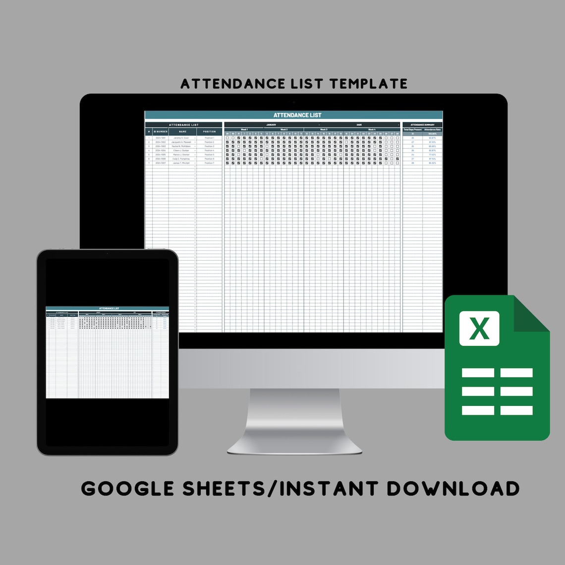 Attendance List Template, Google Sheets Attendance Tracker, Event Sign ...