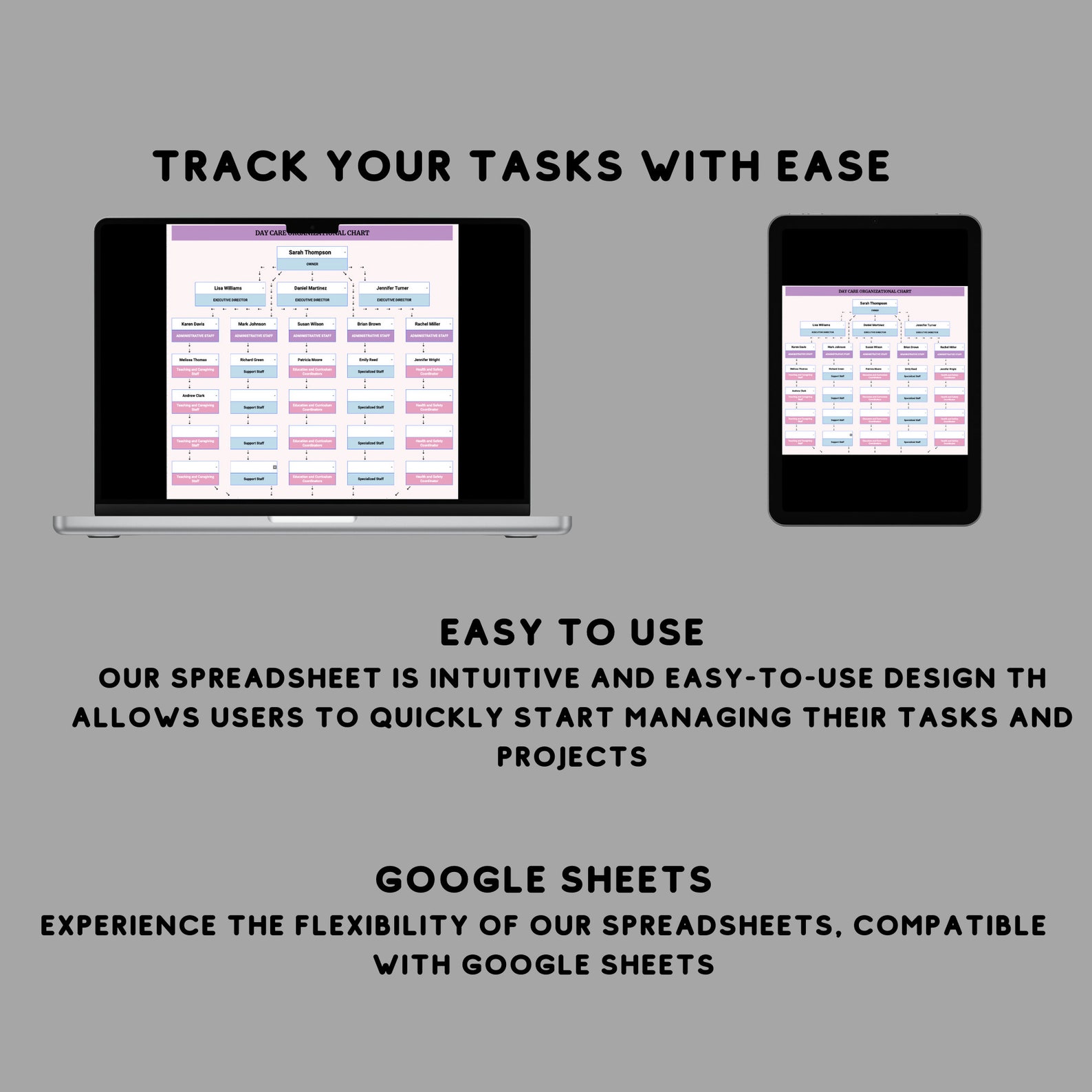 Daycare Organizational Chart Template Editable Google Sheets Small ...