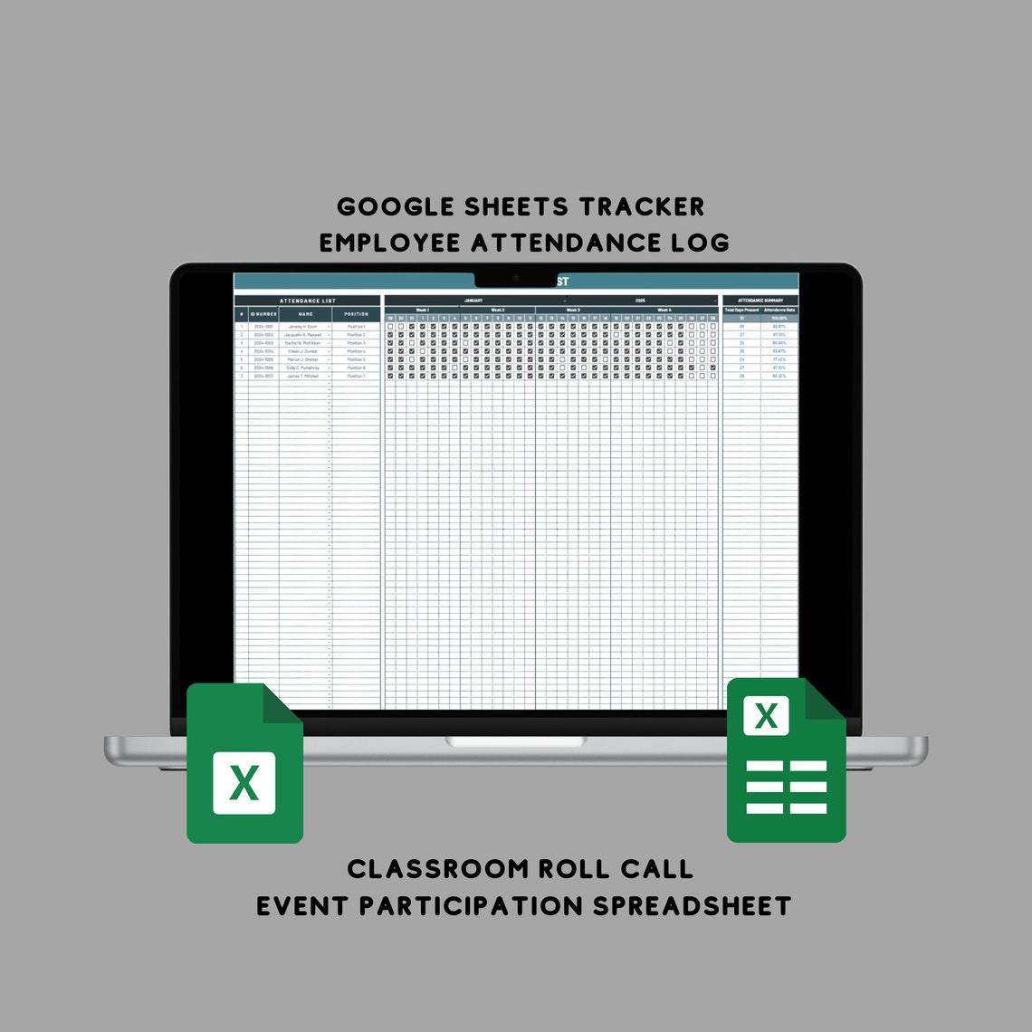 Attendance List Template, Google Sheets Attendance Tracker, Event Sign ...
