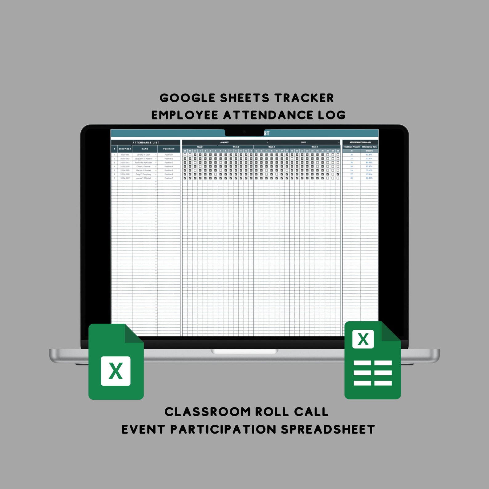 Attendance List Template, Google Sheets Attendance Tracker, Event Sign ...