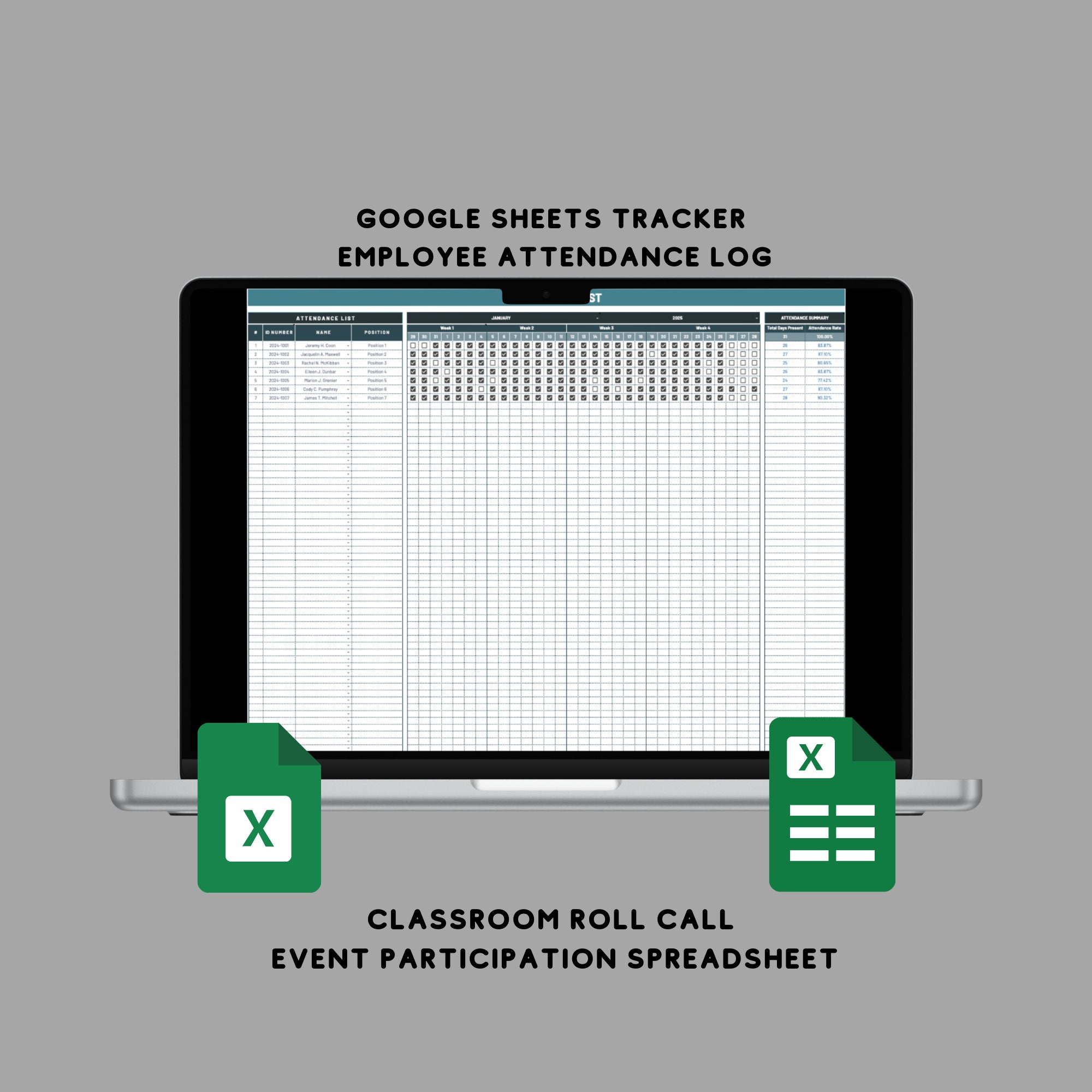 Attendance List Template, Google Sheets Attendance Tracker, Event Sign ...