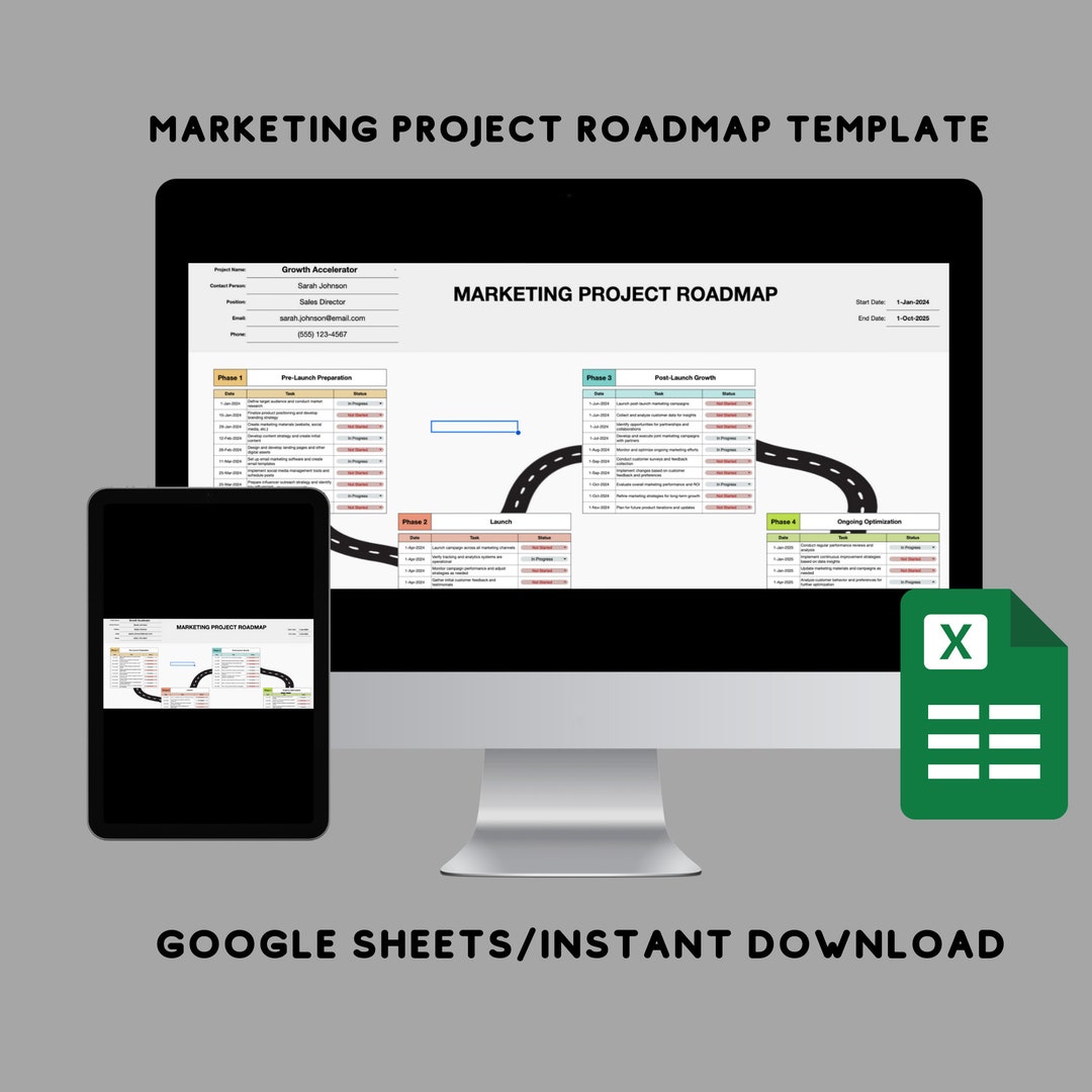 Construction Project Roadmap Template, Google Sheets Planner, Project ...