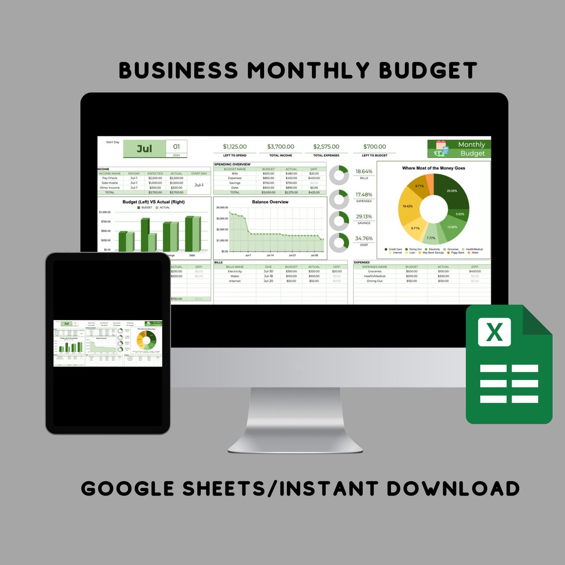 Business Monthly Budget Template Google Sheets Financial Planner Small ...