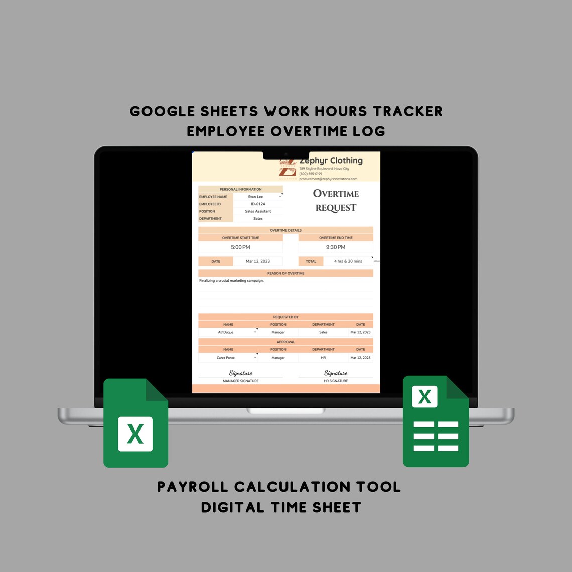 Overtime Form Template, Google Sheets Work Hours Tracker, Employee ...