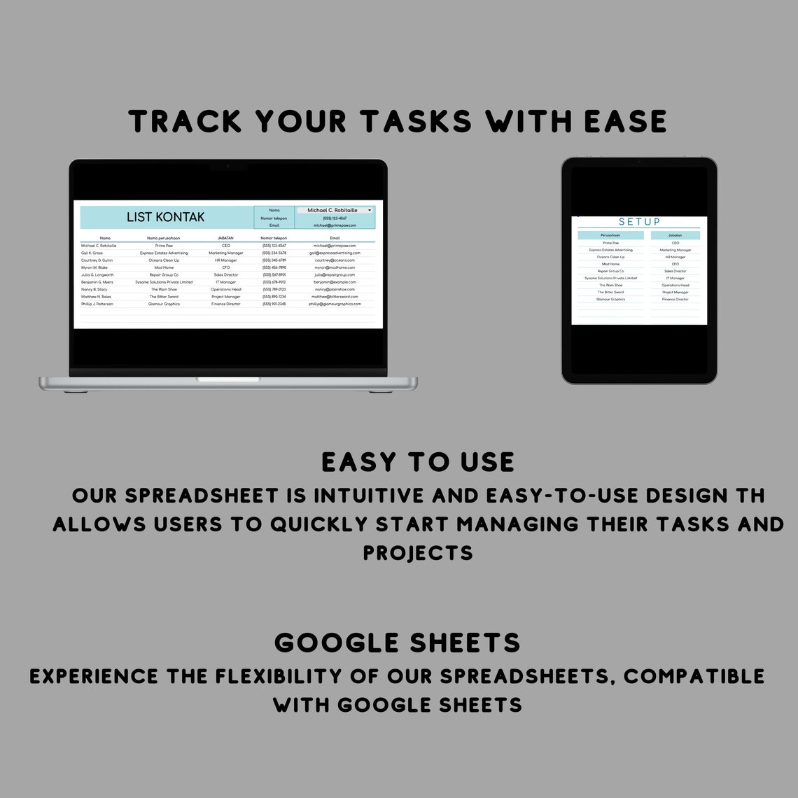 Contact List Template for Google Sheets Editable Easy-to-use ...