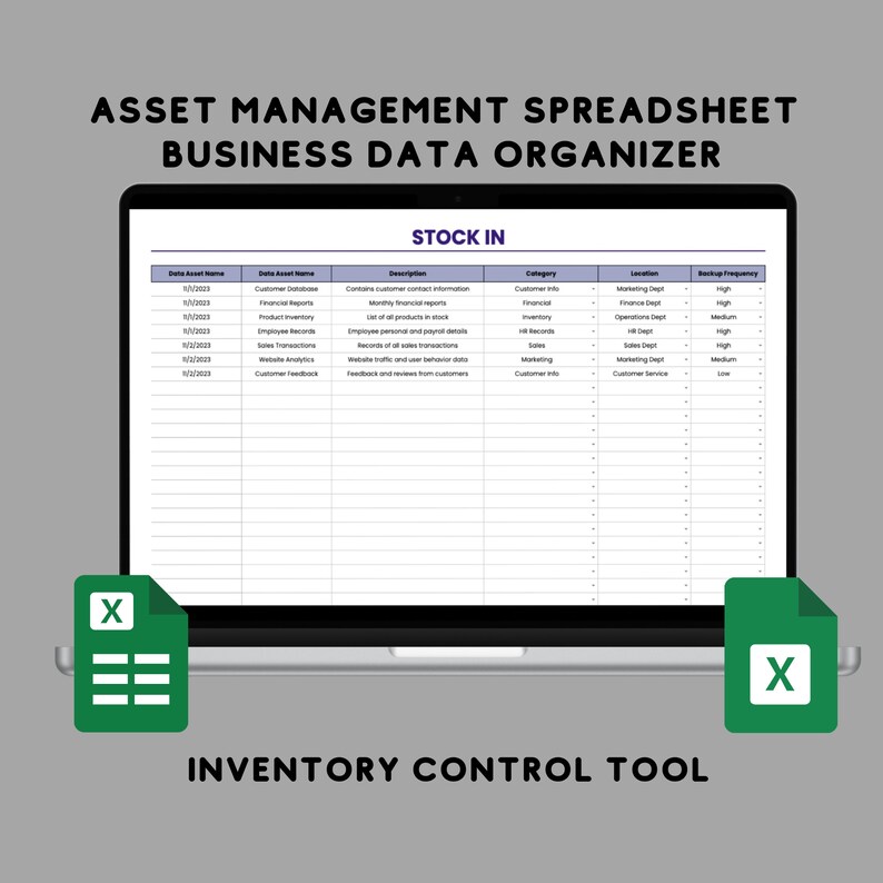 Data Inventory Template, Google Sheets Tracker, Asset Management ...