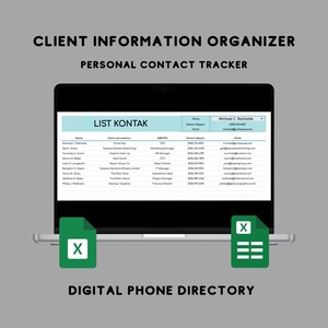 Contact List Template, Google Sheets Address Book, Client Information Organizer, Personal ...