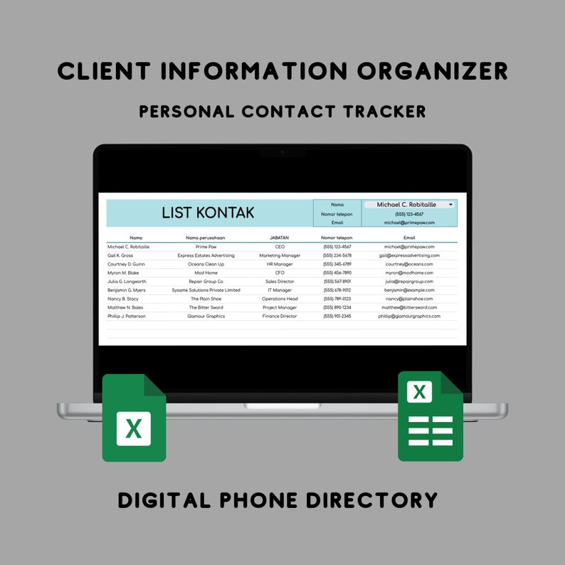 Contact List Template for Google Sheets Editable Easy-to-use ...