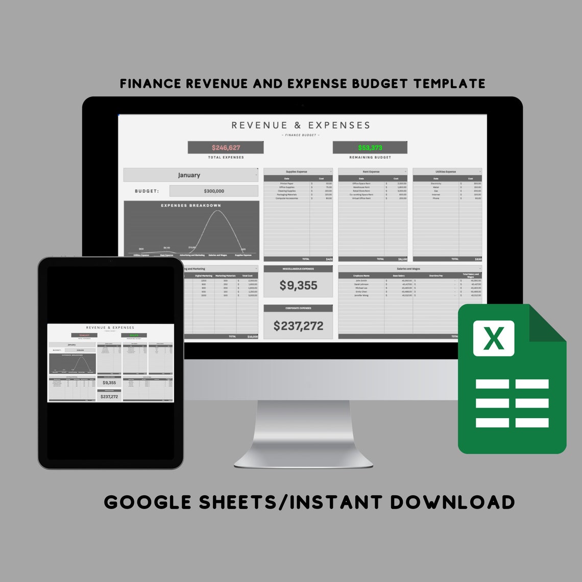 Finance Revenue Expense Budget Template Google Sheets Small Business ...
