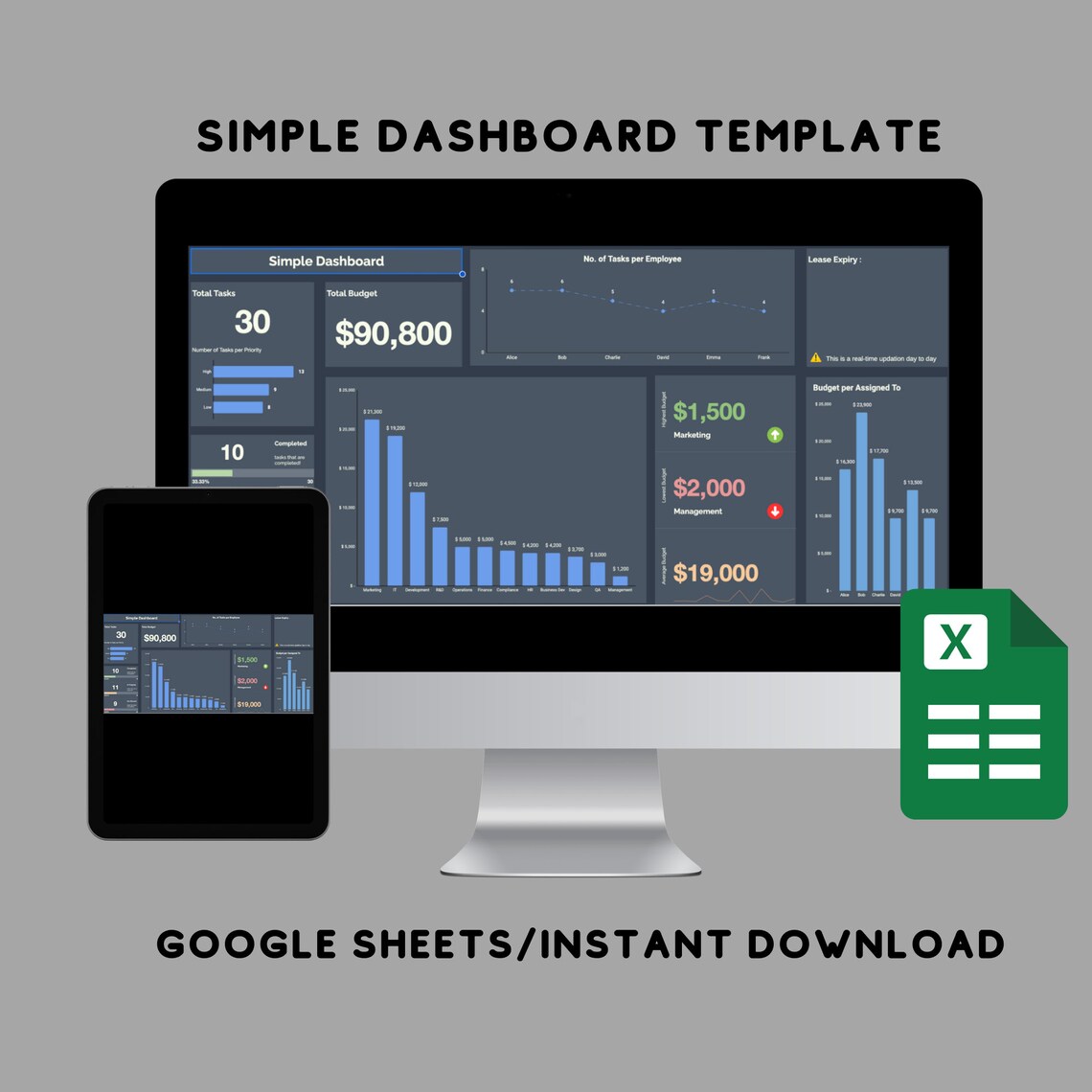 Simple Dashboard Template Google Sheets Data Visualizer Business ...