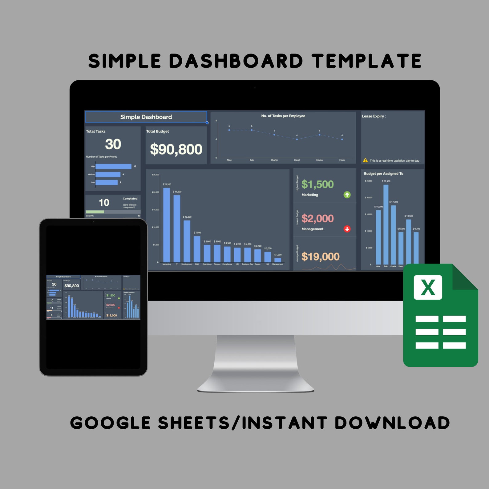 Simple Dashboard Template Google Sheets Data Visualizer Business ...
