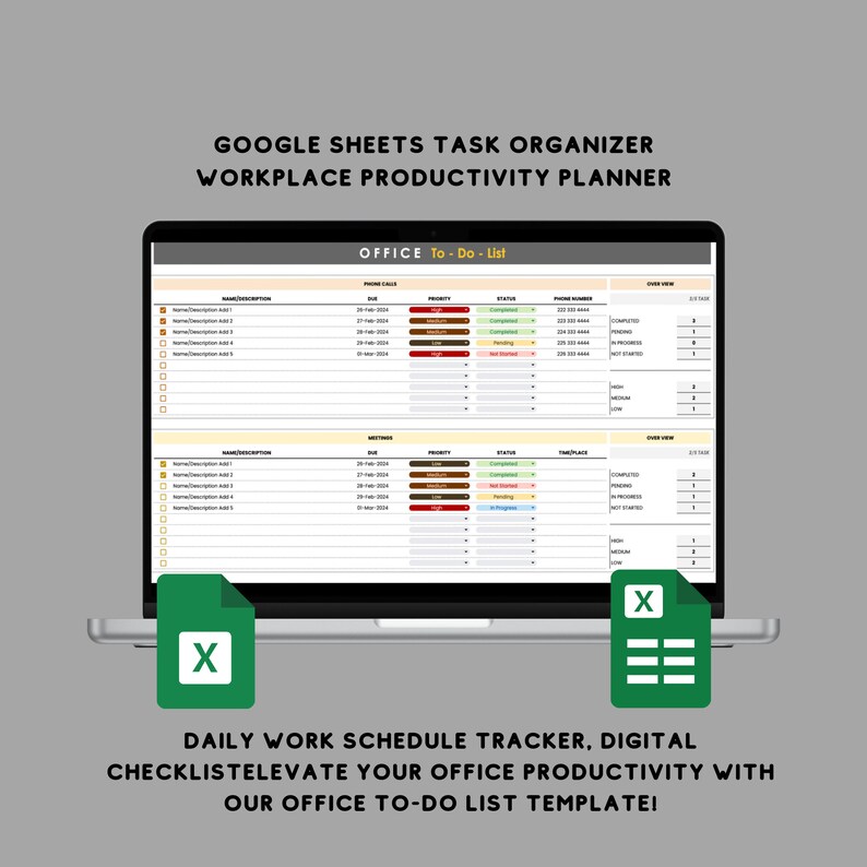 Office to Do List Template,google Sheets Task Organizer Workplace ...