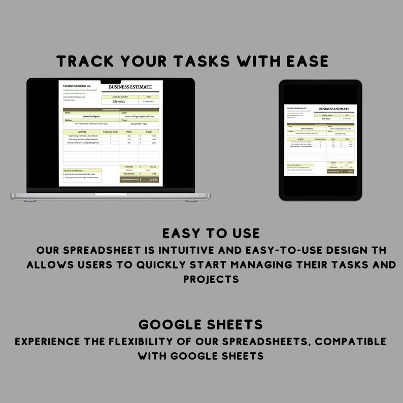 Business Estimate Template, Google Sheets Format, Professional Business ...