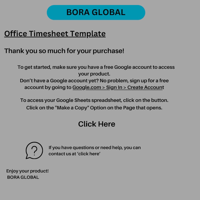 Office Timesheet Template for Google Sheets Easy & Editable Employee ...