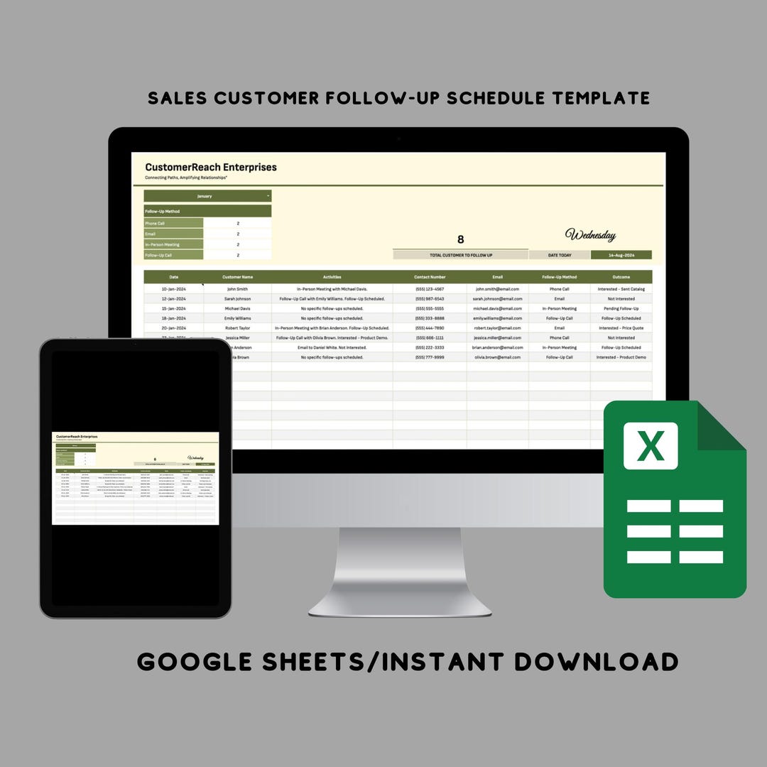 Sales Customer Follow-up Schedule Template Google Sheets Automated ...