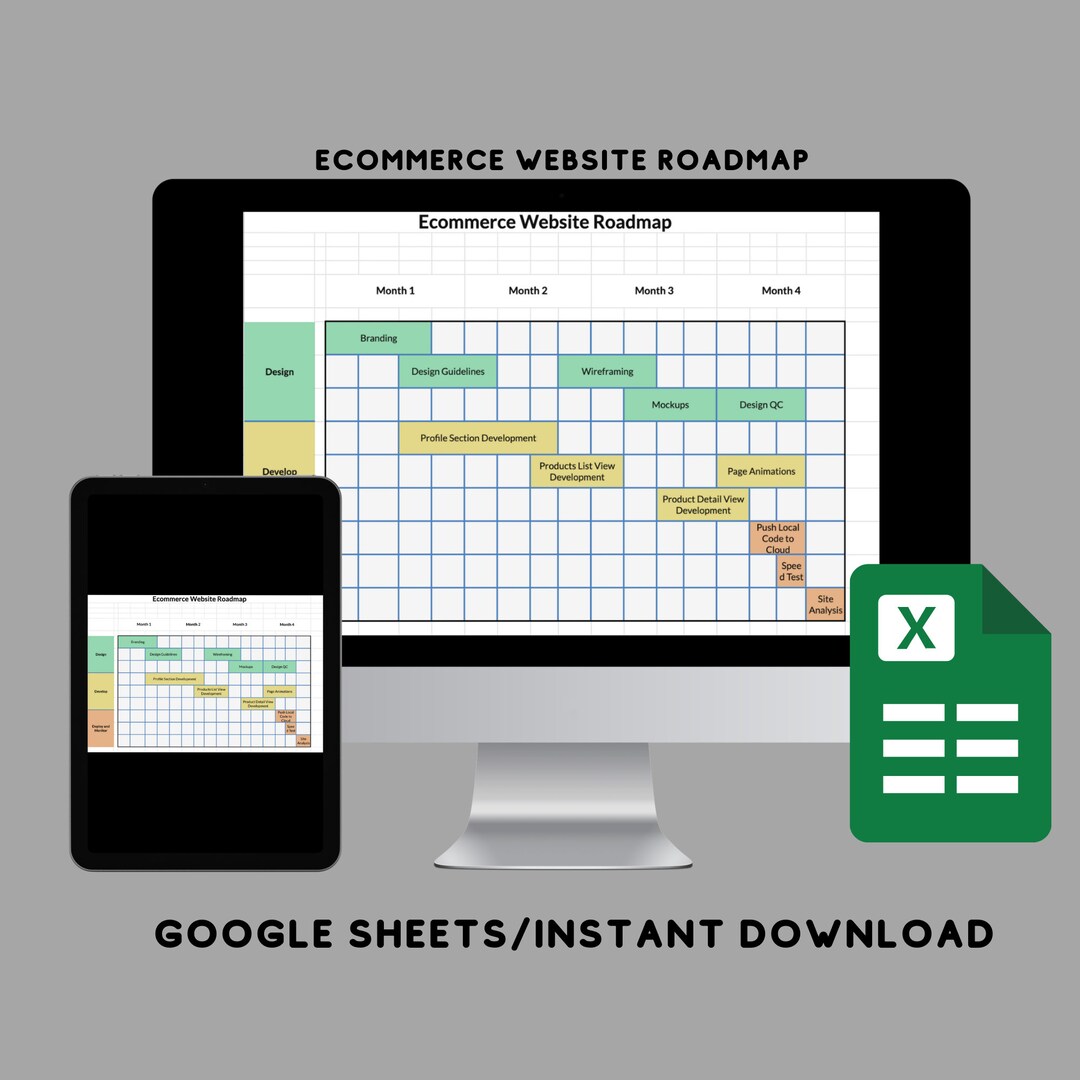 Ecommerce Website Roadmap Template Google Sheets Small Business Step-by ...