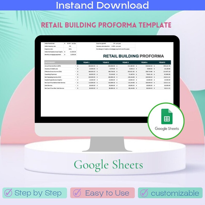 Retail Building Proforma Template Google Sheets Financial Model ...