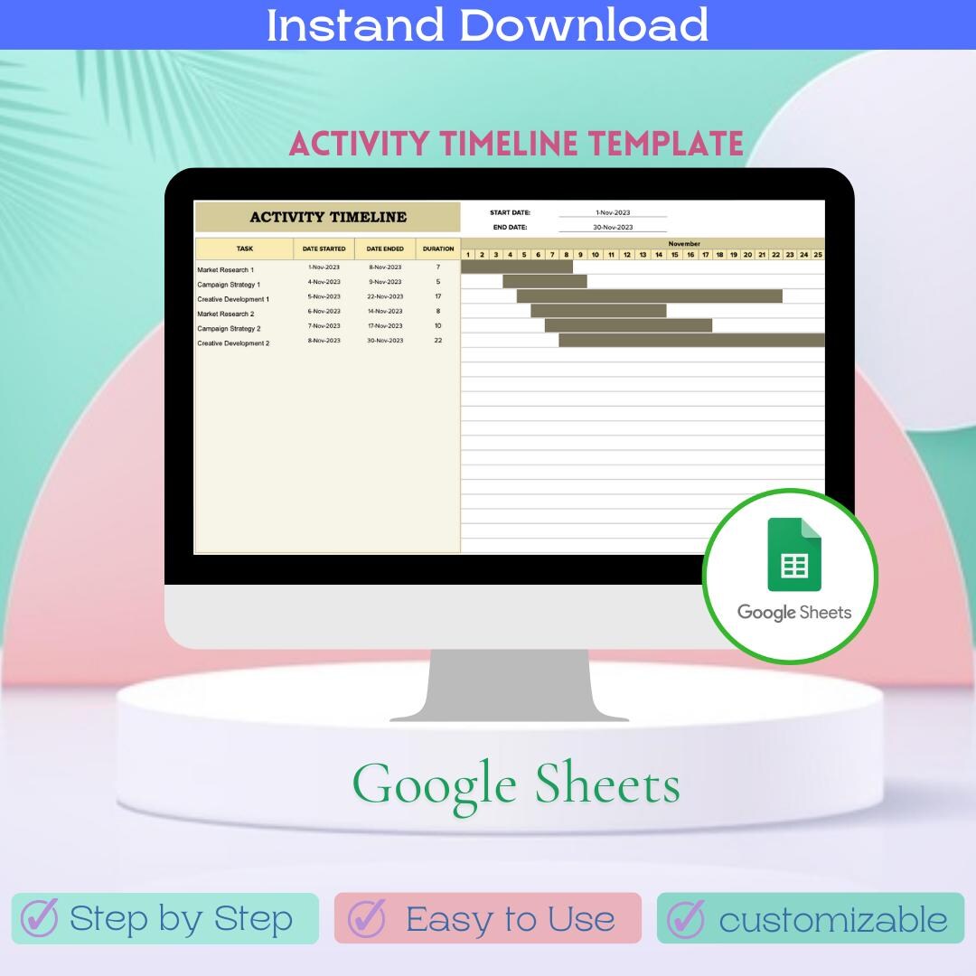 Activity Timeline Template Google Sheets Project Planner Event Schedule ...